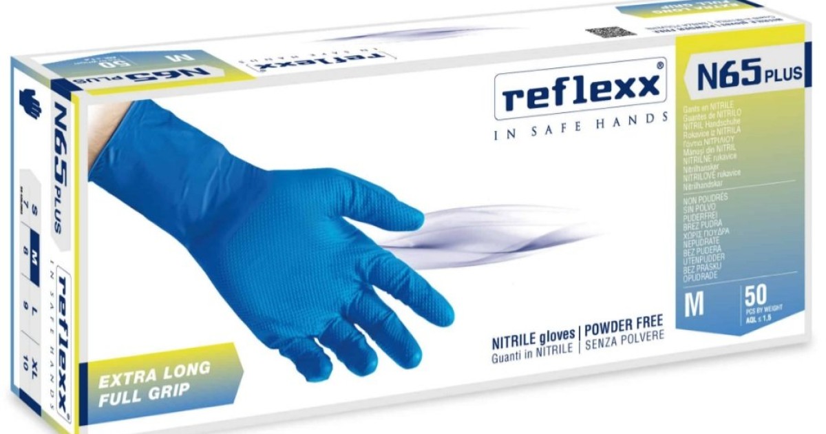 Guanti Monouso In Nitrile Senza Polvere Full Grip Blu N65 Plus - Guanti - Kratos S.r.l.