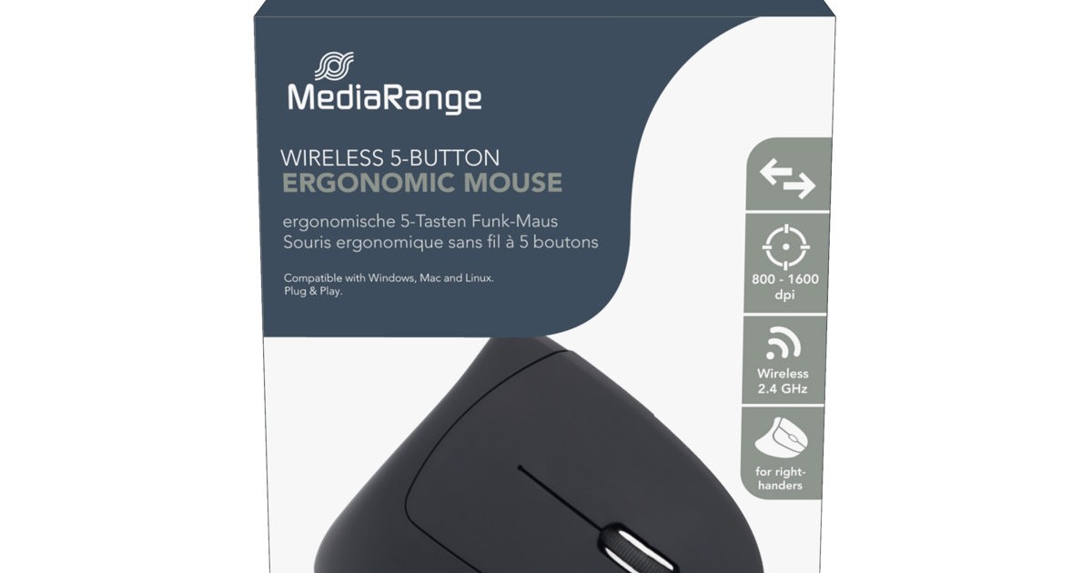 Mouse Ergonomico Dx Ottico 6 T + Scroll - Ergonomia - MyO Spa